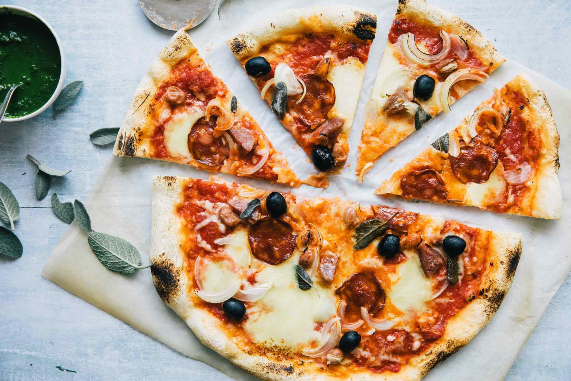 Fall pepperoni pizza with onion and sage | Jernej Kitchen